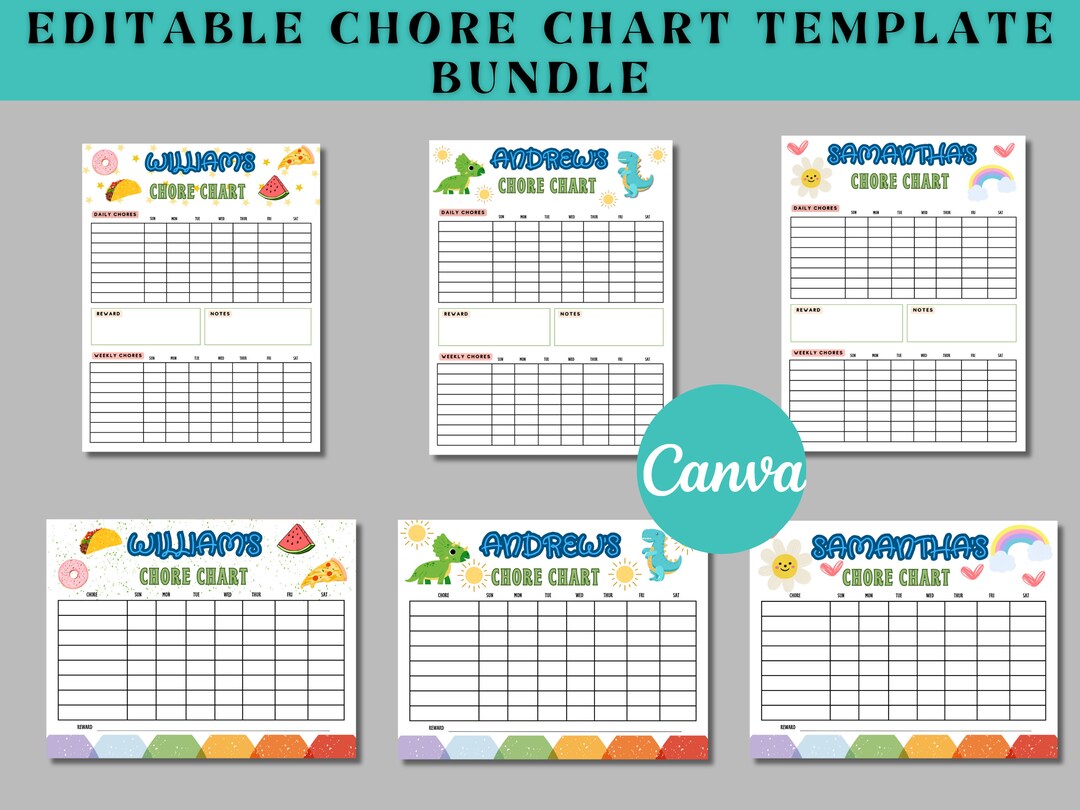 Chore Chart Printable Customized Chore Chart Family Chore - Etsy