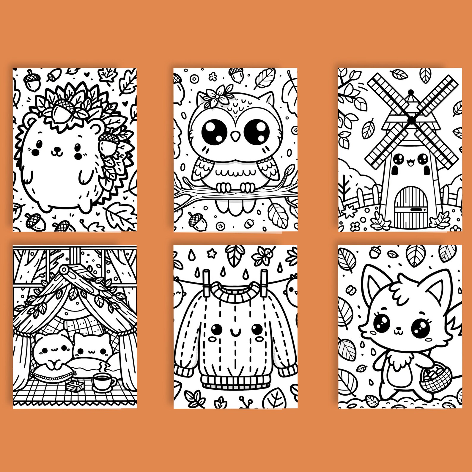 Fall Coloring Pages Printable Halloween Coloring Pages Fall - Etsy