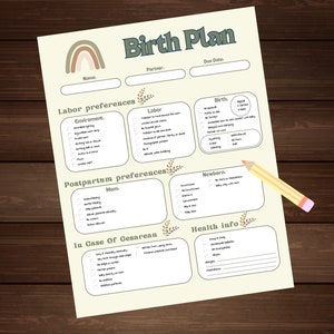 Birth Plan Template Pregnancy Planner Labor and Delivery - Etsy