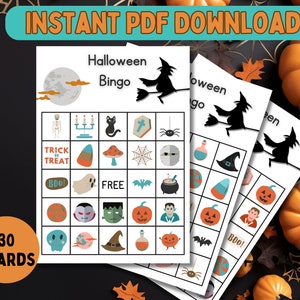 Printable Halloween Bingo, Halloween Party Game, Halloween Activity ...