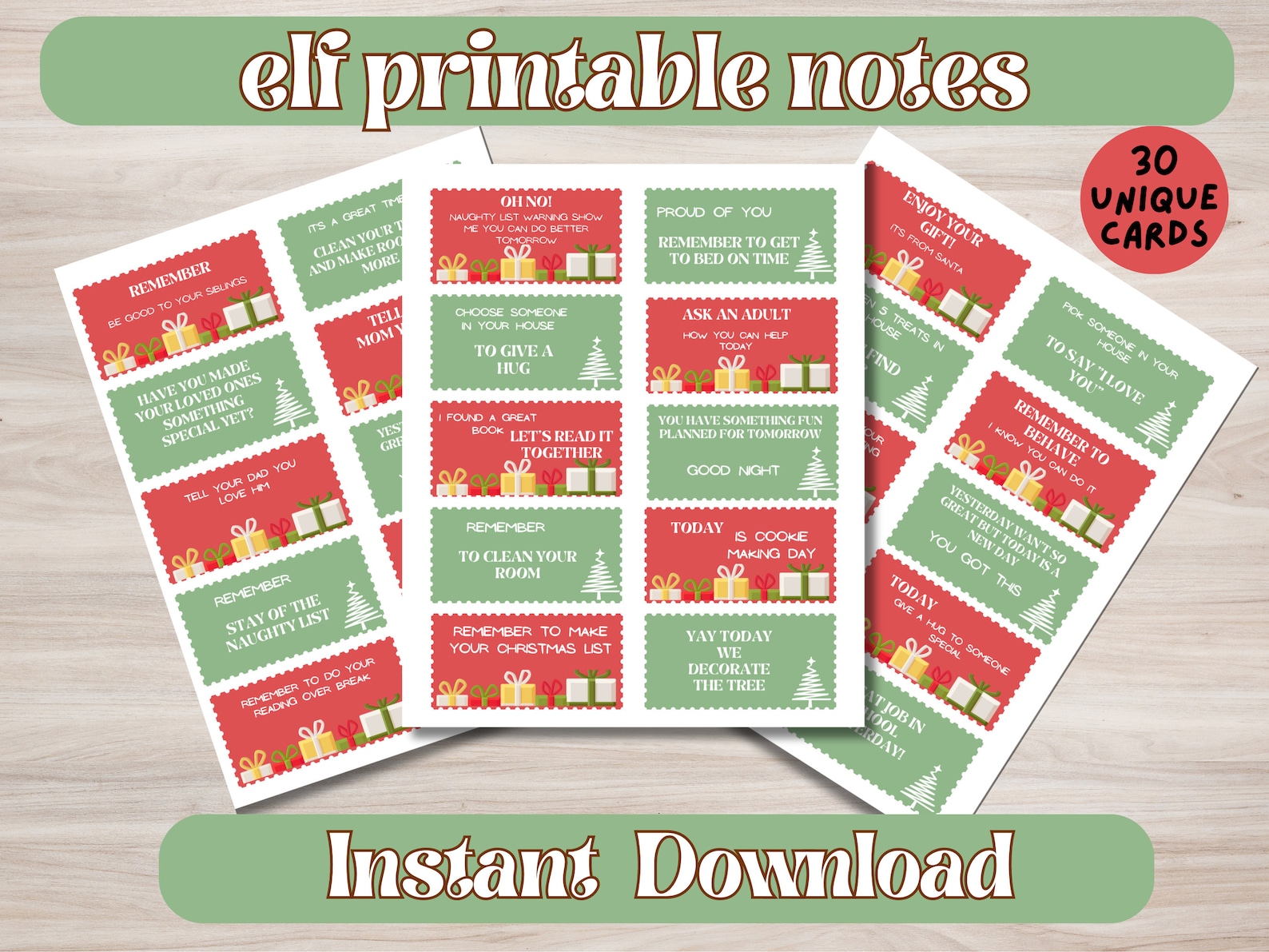 ELF Notes, Printable, Christmas, Elf Printables, Printable Card ...