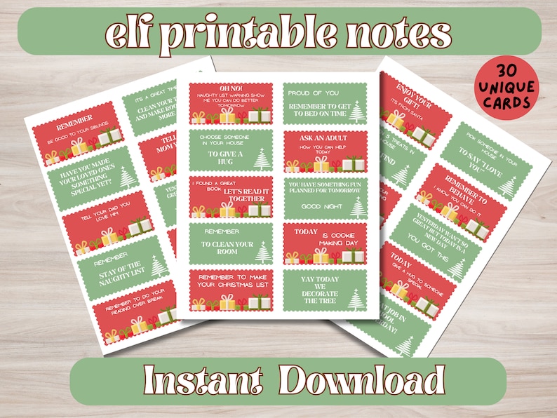 ELF Notes, Printable, Christmas, Elf Printables, Printable Card ...