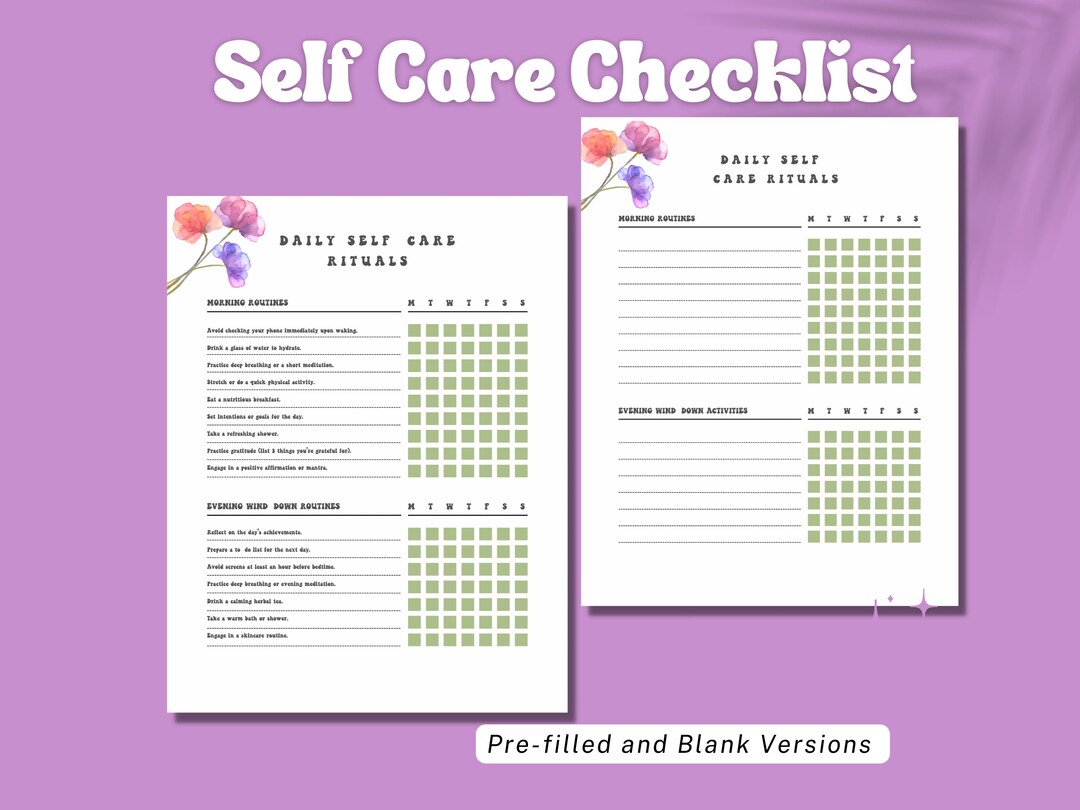 Self Care Checklist, Self Care Trackers, Self Care Kit, Self Care ...