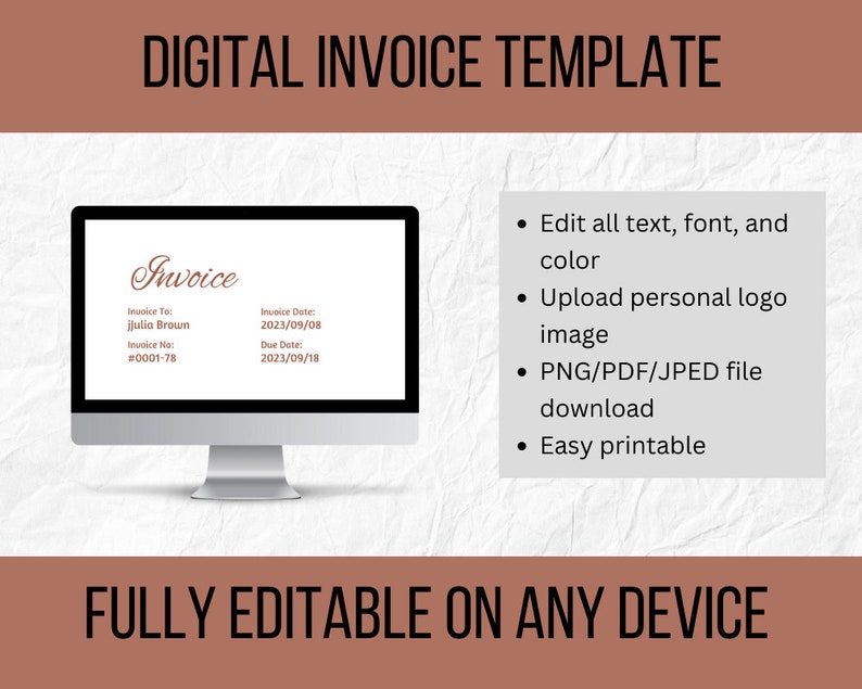 Invoice Template Editable, Small Business Custom Order Form Printable ...