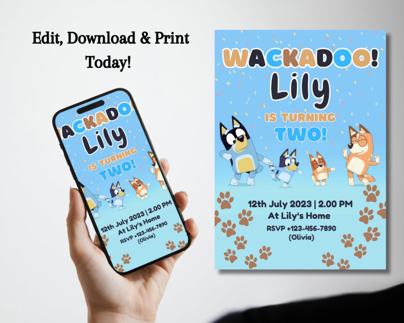 Bluey Birthday Invitation, Bluey Invitation Template, Editable Bluey ...