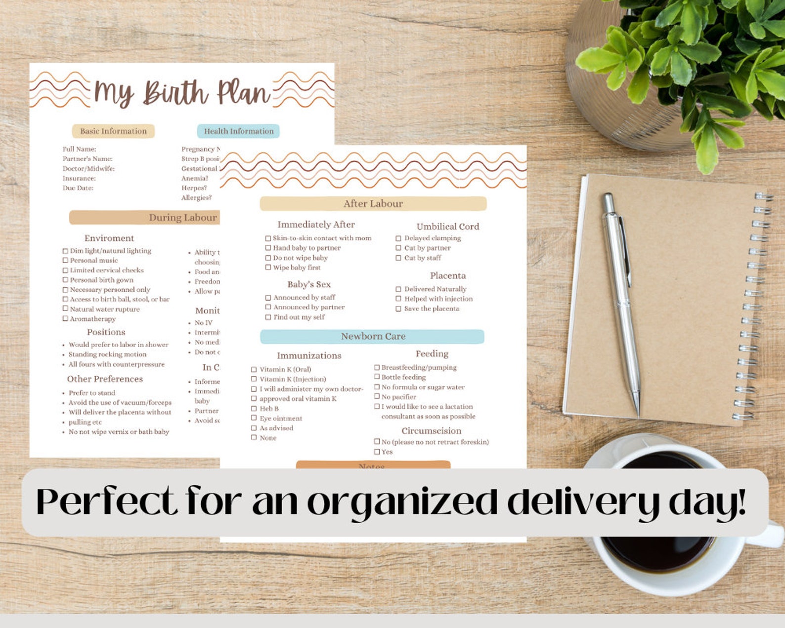 Birth Plan Template, Fully Editable Hospital Birth Plan, Pregnancy ...