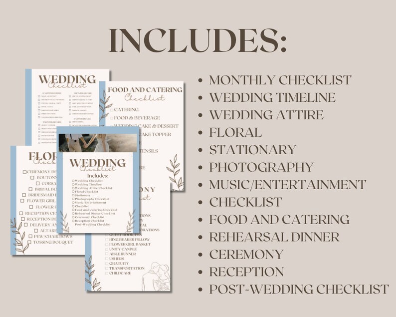 Wedding Checklist Printable Wedding Planning Checklist Wedding - Etsy