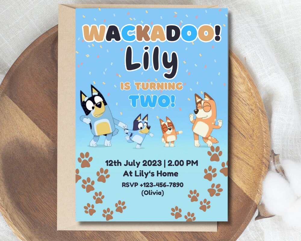 Bluey Birthday Invitation, Bluey Invitation Template, Editable Bluey ...