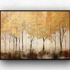 Golden Tree Painting: Hand-painted Textured Abstract Art - Etsy