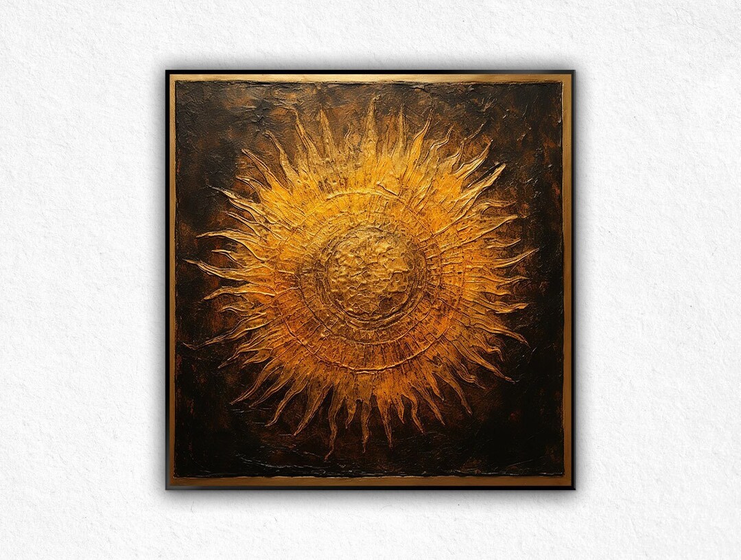 Large Sun and Sun Rays Oil Painting on Canvas Abstract Original Modern ...