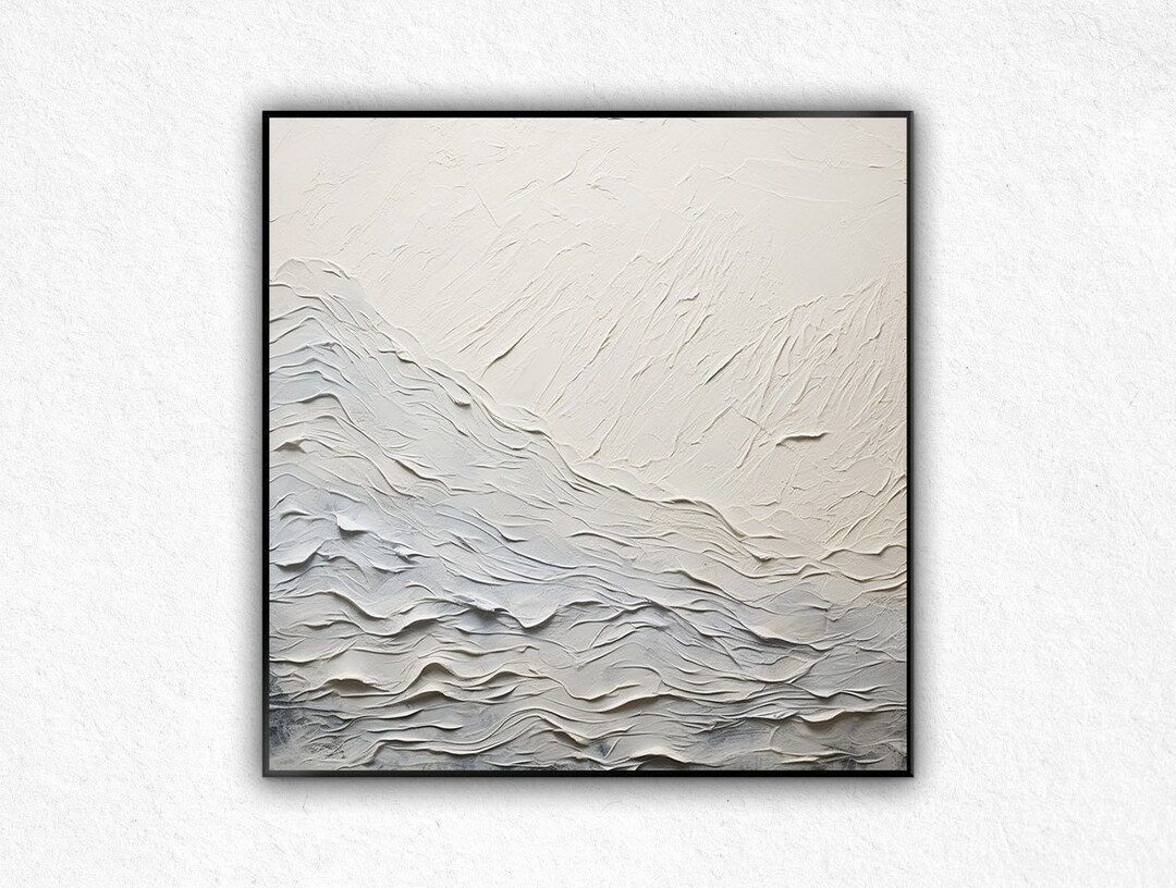 Abstract White Beach Oil Painting on Canvas, Original Textured Painting ...