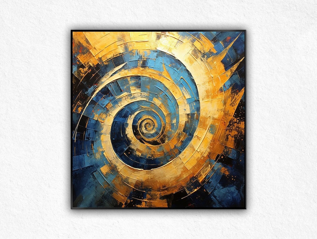 Abstract Oil Painting, Spiral Canvas Painting, Sacred Geometry Wall Art ...