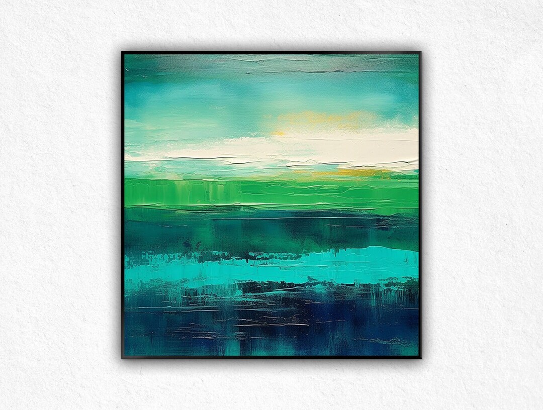 Handmade, Textured Modern Painting, Acrylic Abstract Green Waves Oil ...