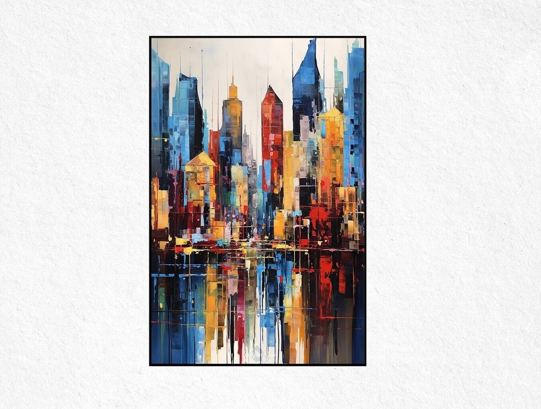 Modern City Abstract Oil Painting, 100% Handmade, Textured Painting ...