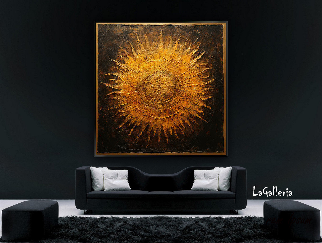 Large Sun and Sun Rays Oil Painting on Canvas Abstract Original Modern ...