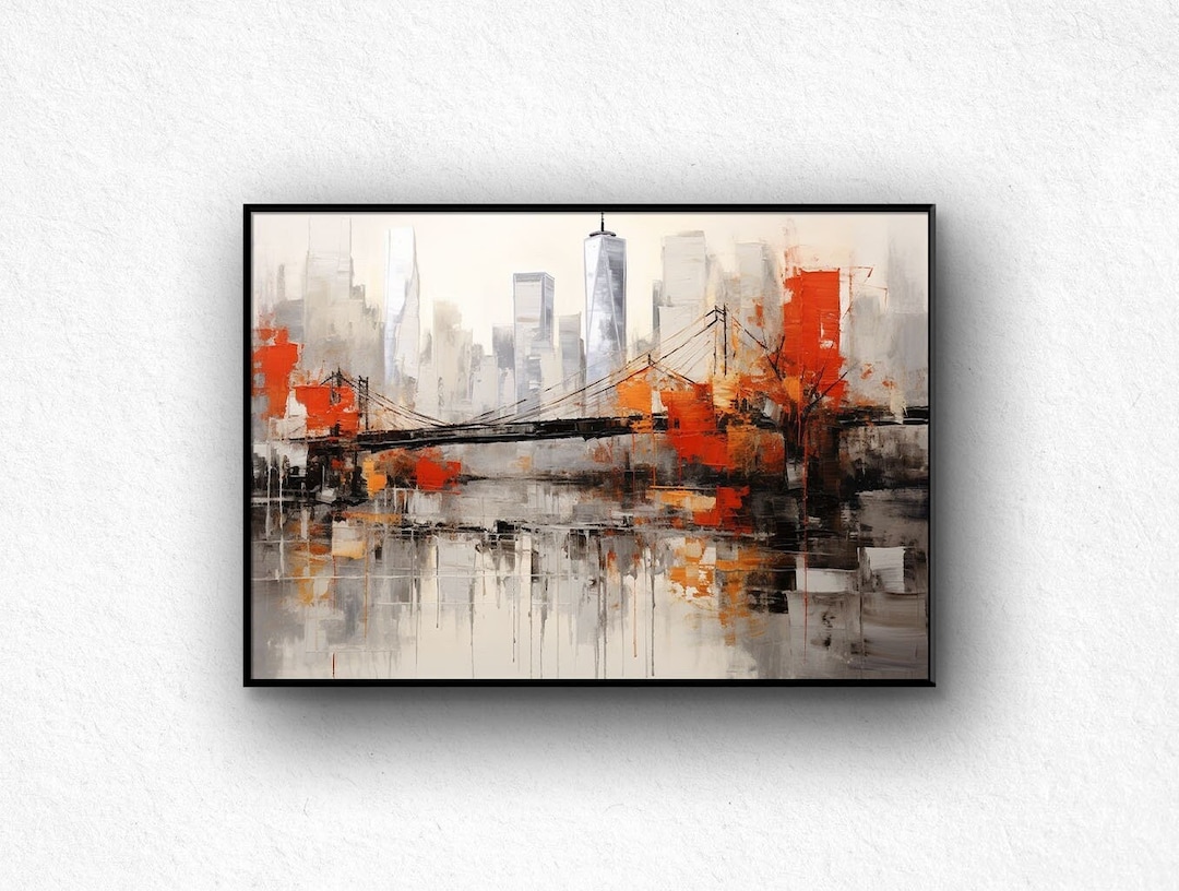 Large Abstract New York City Skyline Painting: Urban Wall Art - Etsy