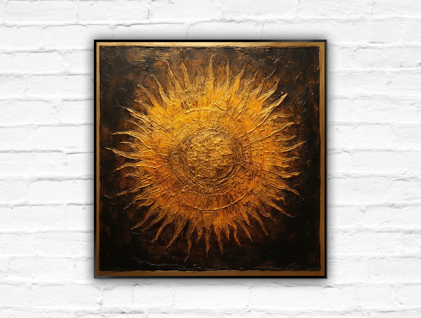 Large Sun and Sun Rays Oil Painting on Canvas Abstract Original Modern ...