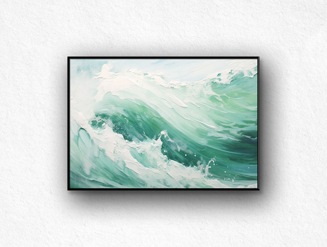 Original Ocean Wave Oil Painting on Canvas: Abstract Sea Landscape Wall ...