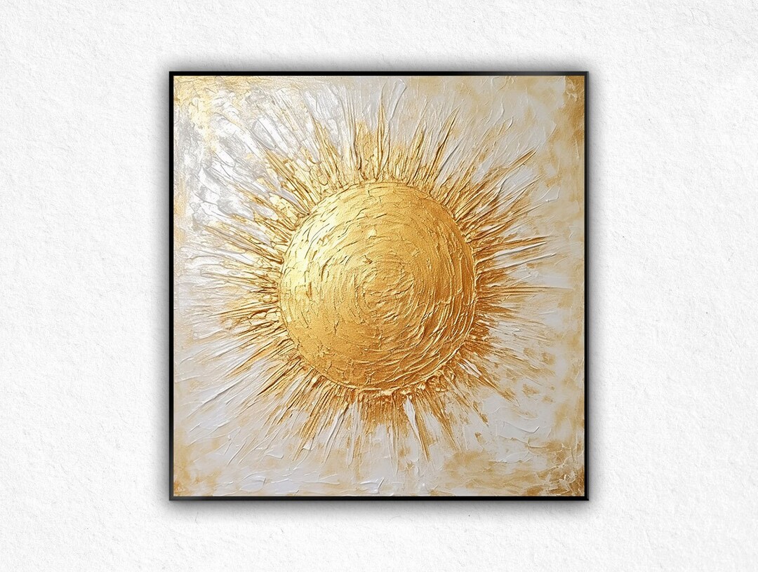 Golden Art Sun Abstract Painting Golden Sun Texture Painting Painting ...