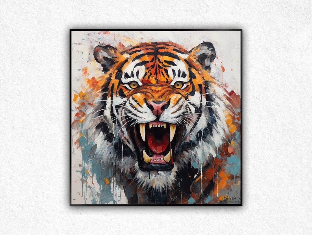 Tiger Abstract Original Canvas Art, 100% Handmade, Textured Painting ...