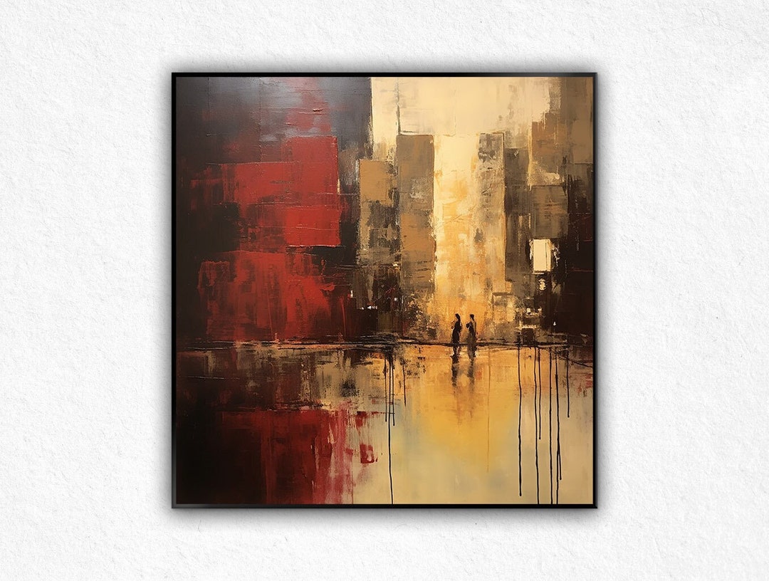 Handmade Abstract Building Textured Oil Painting on Canvas, Large ...