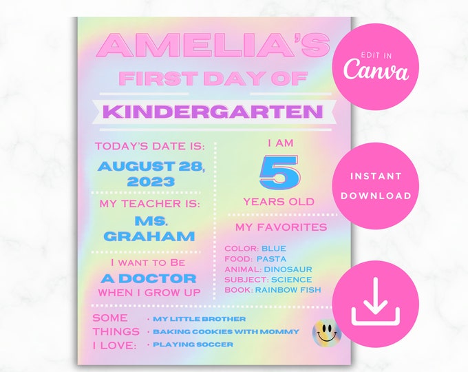 Printable First Day of School Sign for Girls, Gingham First Day of ...