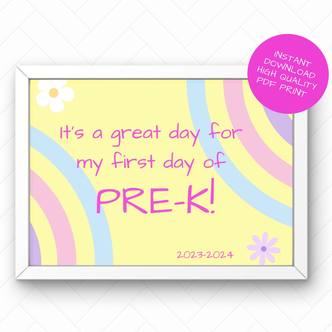 First Day Signs Prek Sign Preschool Sign First Day of Sign - Etsy