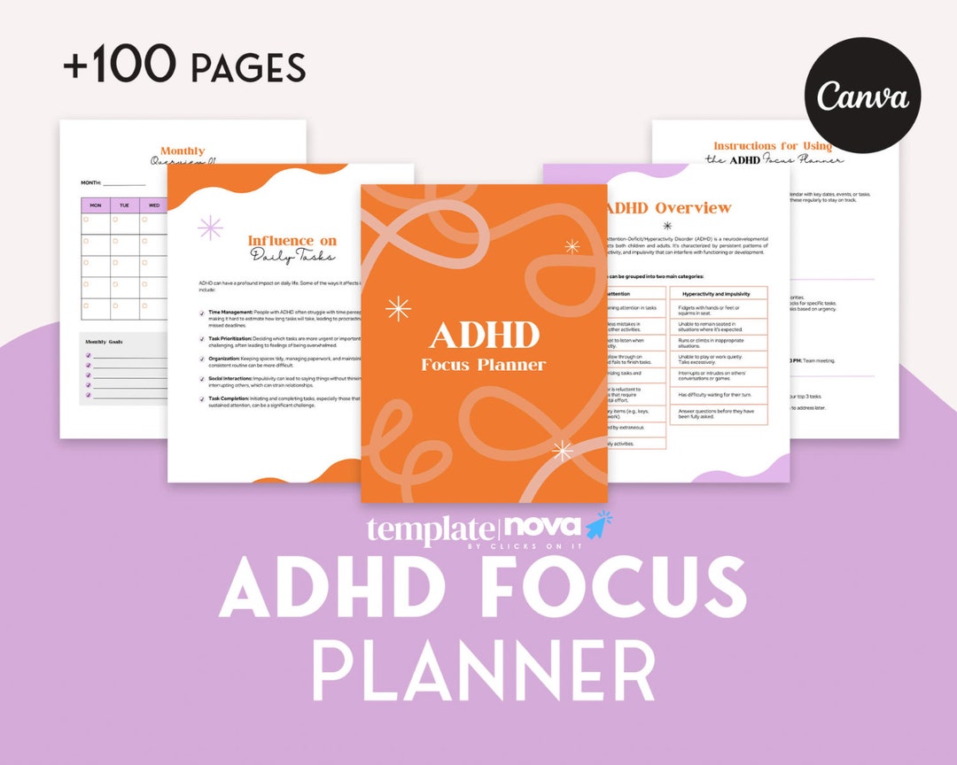 Adhd Focus Planner 100 Printable Pages, Focus Planner, Kids Focus Canva ...
