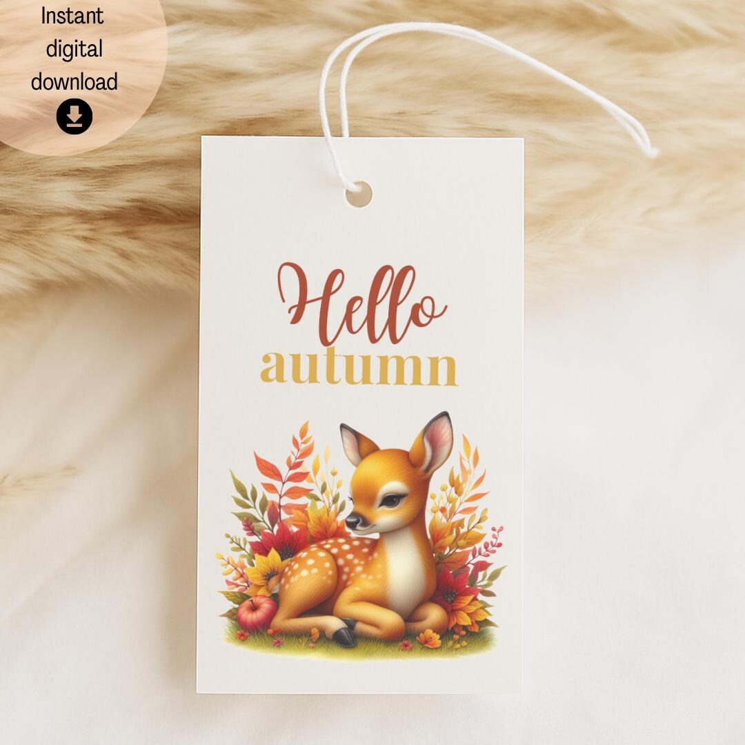 Hello Autumn Gift Tag Printable | Fall Gift Tag Download | Cute ...