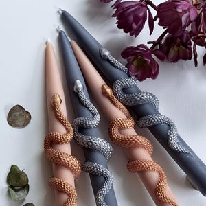 Snake Taper Candles (set of 2): Gothic Halloween Decor, Witchy Decor ...