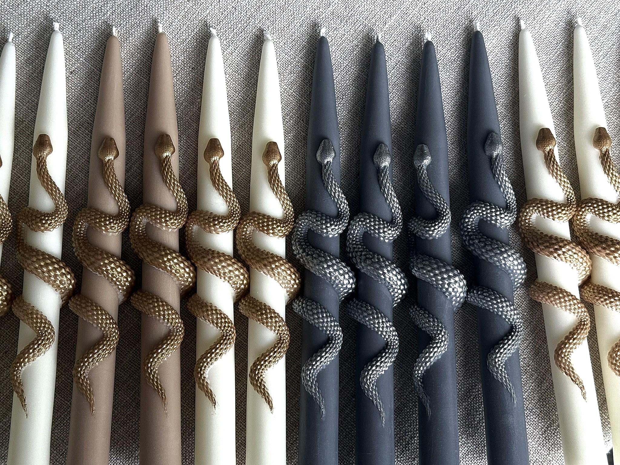 Snake Taper Candles (set of 2): Gothic Halloween Decor, Witchy Decor ...