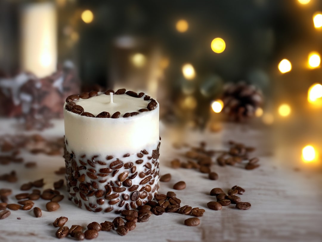 Coffee Scented Soy Candle: Real Coffee Beans, Handmade Decor Boyfriend ...
