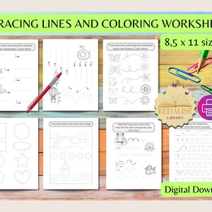 Interactive Tracing Lines and Coloring Images Kit | Printable ...