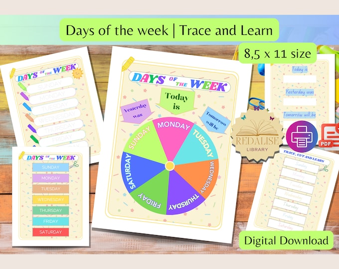 Days of the Week Wheel, Printable Montessori Calendar, Toddler ...