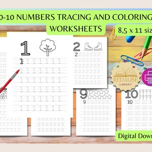 Tracing Numbers 0-10 and Coloring Images Kit | Printable Educational ...