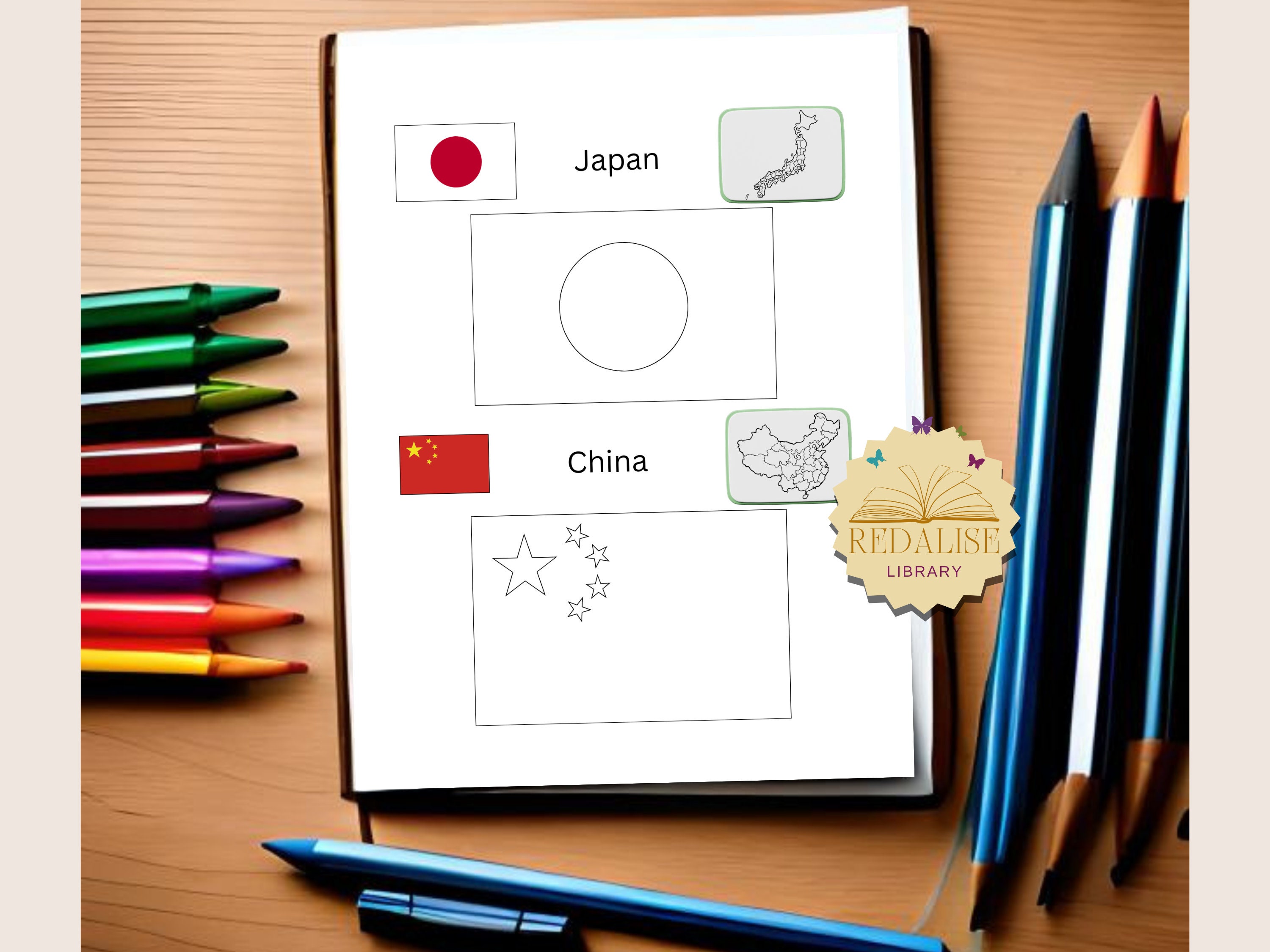 Asia Flags Coloring Printable 48 Asian Coloring Flags and - Etsy