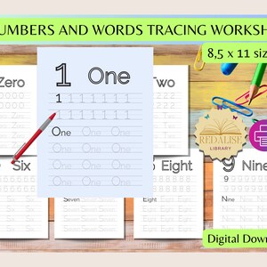 Tracing 0-9 Numbers and Words Printable Kit | Learn Numbers Through ...