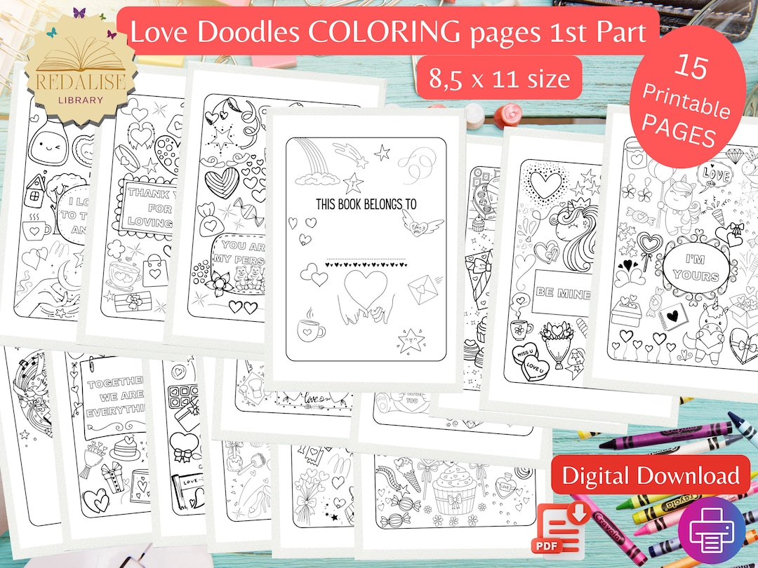 Love Doodles 15 Coloring Pages 1st Part Downloadable| Coloring Sheets ...