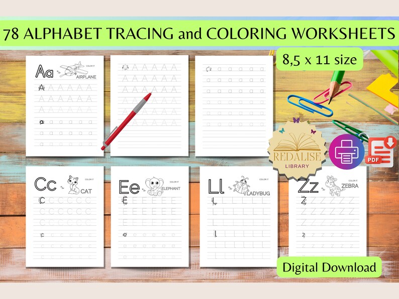 78 Alphabet Letters Tracing Worksheets, Printable , Prek Worksheets,abc ...