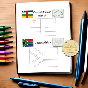 Africa Flags Coloring Printable | 55 African Flags and Maps Instant ...