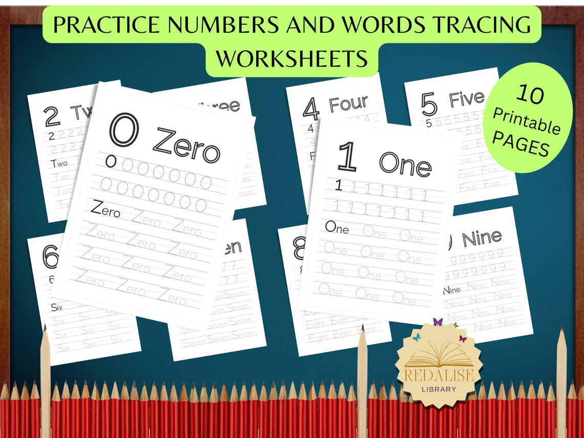 Tracing 0-9 Numbers and Words Printable Kit | Learn Numbers Through ...