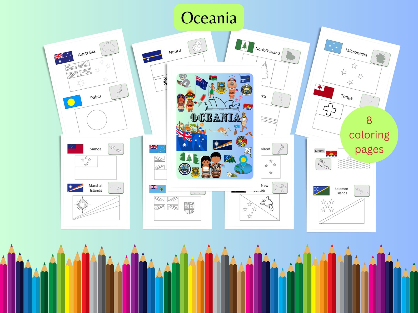 America and Oceania Flags Coloring Printable Pages | 63 America and ...
