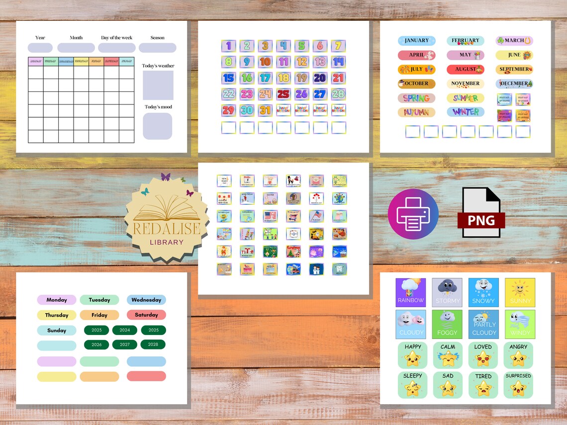 Kids Calendar Printable| Montessori Calendar Homeschooling| Perpetual ...