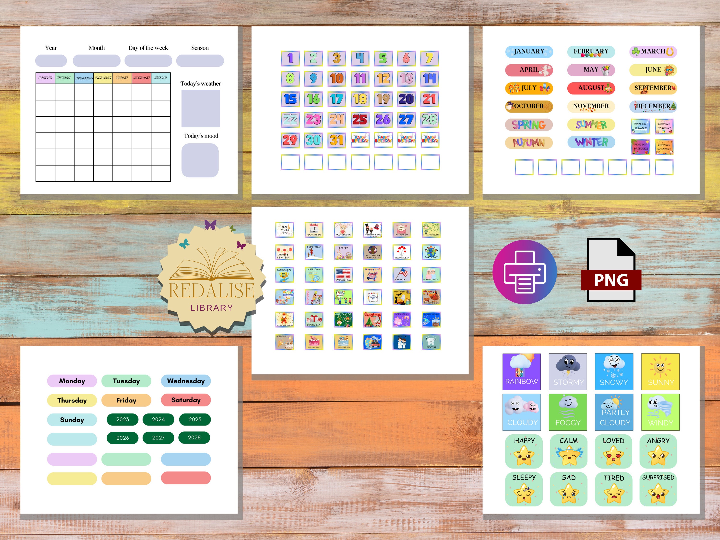 Kids Calendar Printable| Montessori Calendar Homeschooling| Perpetual ...