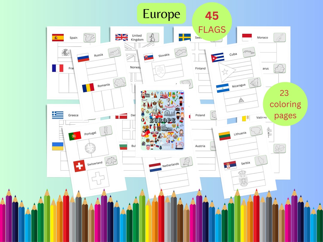 Europe Coloring Flags Printable | 45 European Coloring Flags and Maps ...