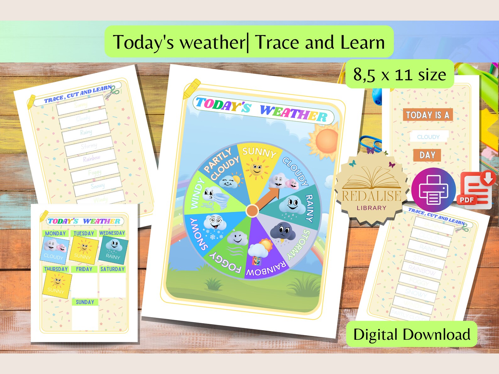 Today's Weather Printable Activity Pack | Wheel | Calendar | Montessori ...