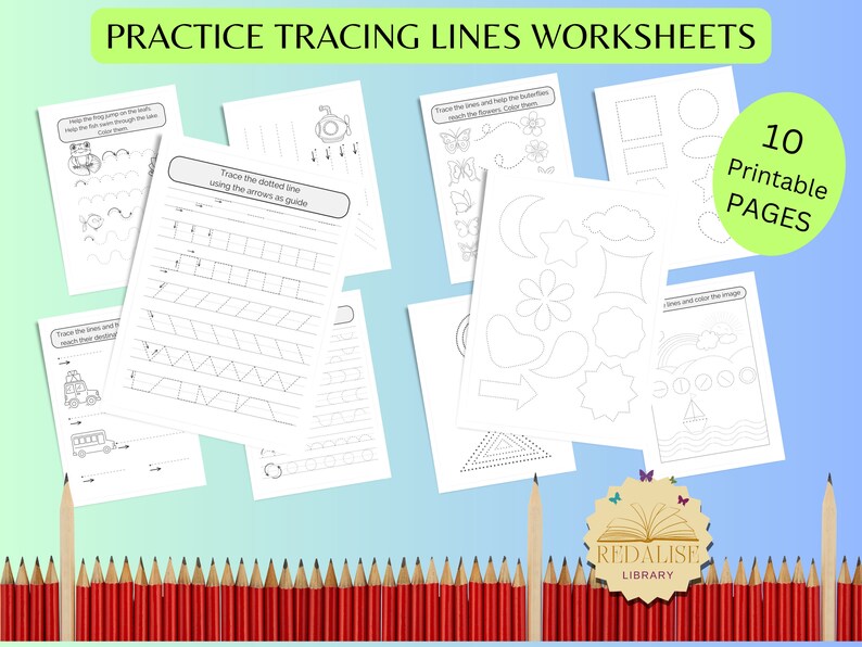 Interactive Tracing Lines and Coloring Images Kit | Printable ...