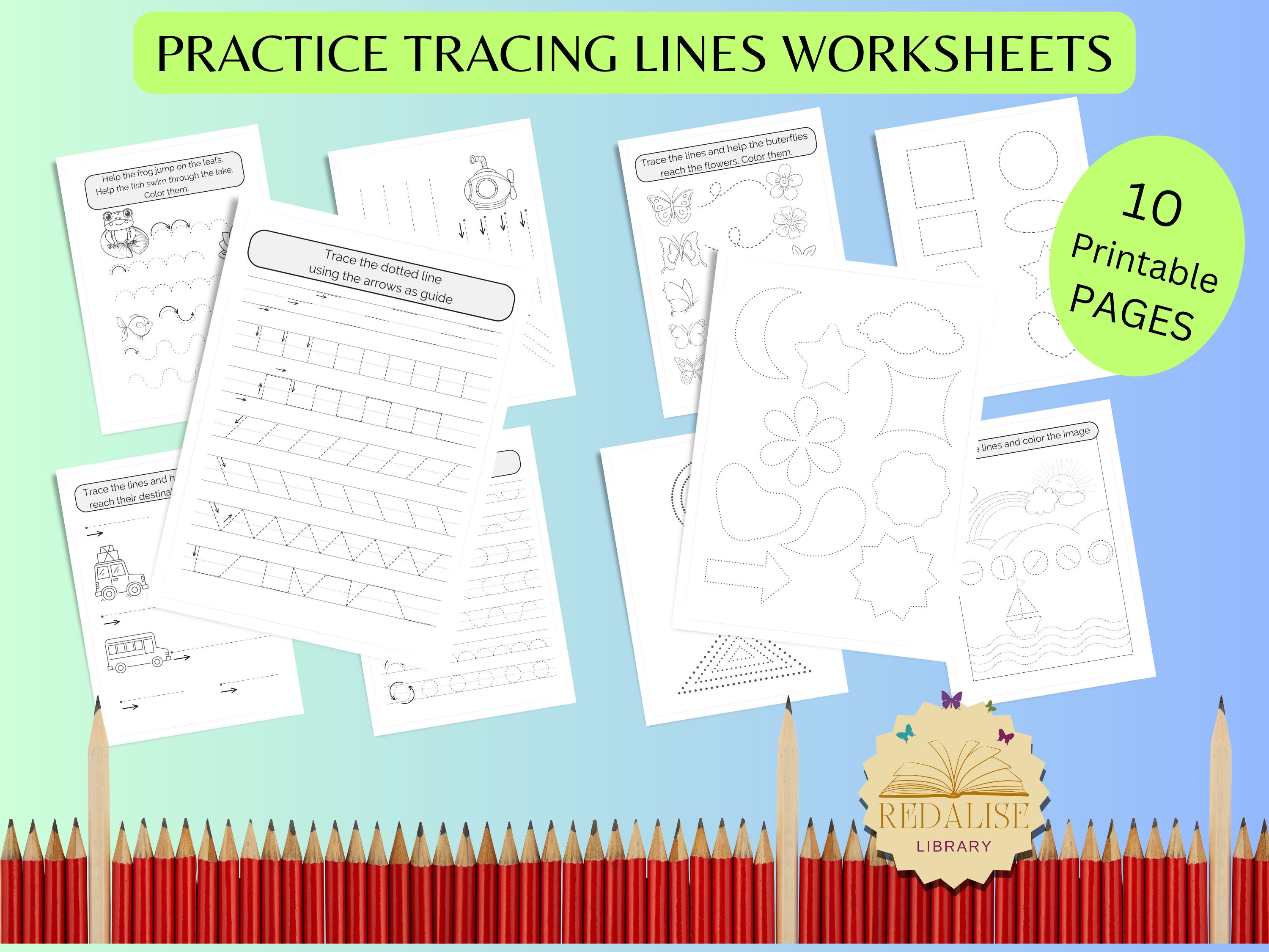 Interactive Tracing Lines and Coloring Images Kit | Printable ...