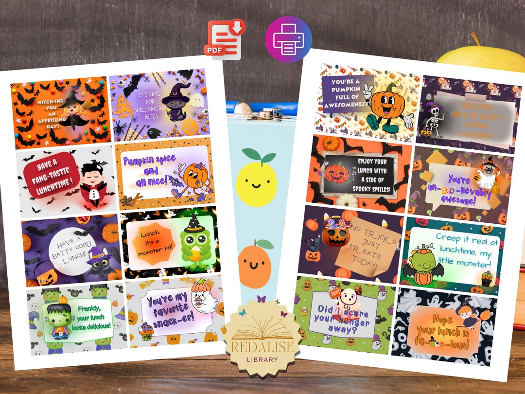 Halloween Lunchbox Notes for Kids Printable | Instant Download School ...