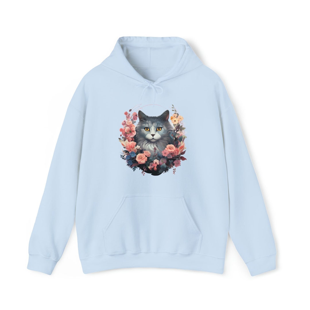 Cute Cat Hoodie Floral Cat Hoodie Cat Lovers Hoodie Gift - Etsy
